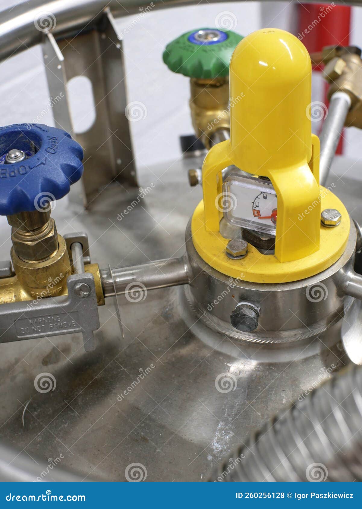 Liquid Nitrogen Container with the Pressure Gauge Stock Photo - Image ...