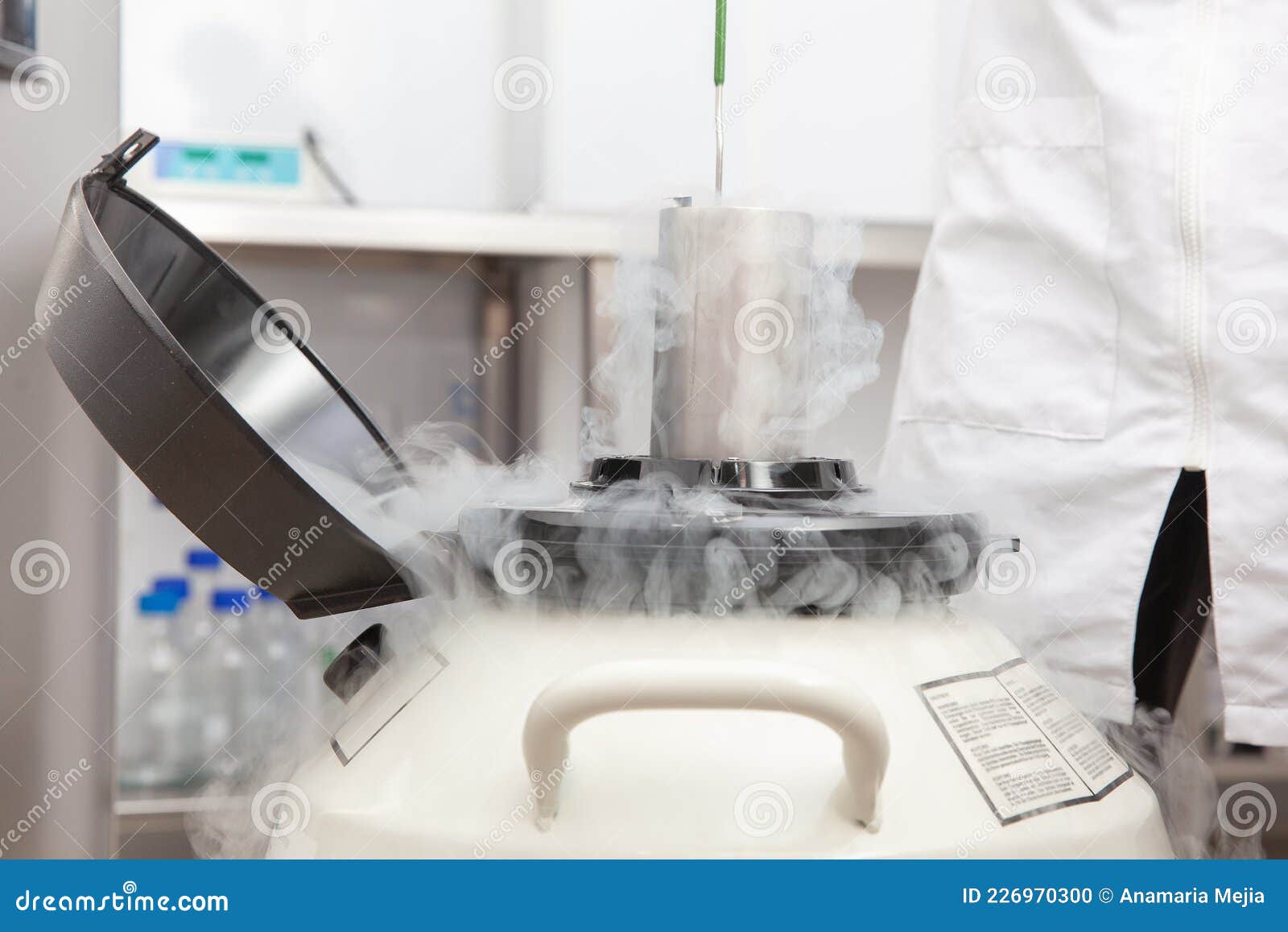Liquid Nitrogen Cryogenic Tank at Life Sciences Laboratory Stock Photo ...