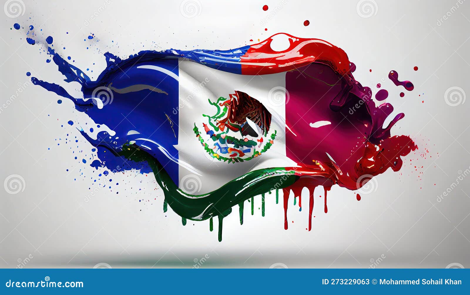 Liquid Paint Colors of Belize Flag Dripping and Explosion Abstract Art ...