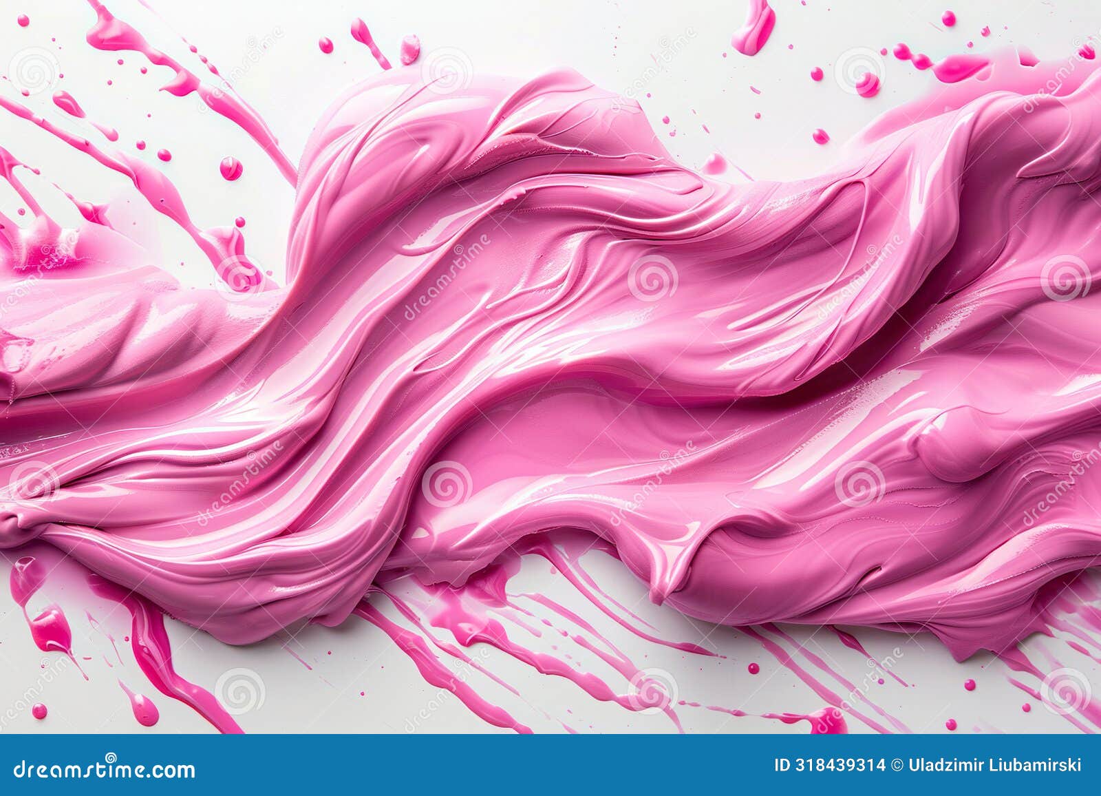 Liquid Pink Texture Smoothly Flows Over a White Background. Generated ...