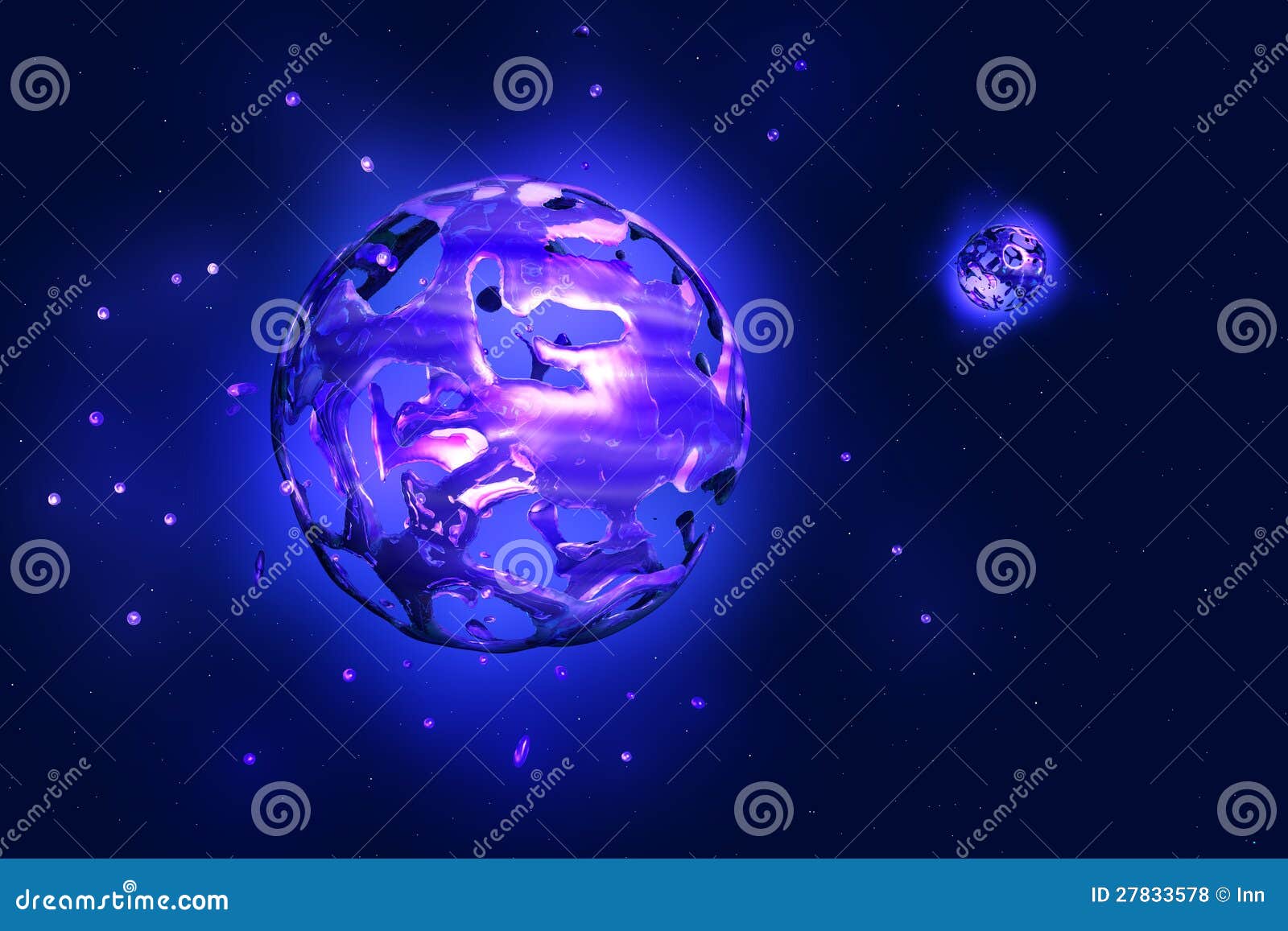 Liquid planet in space stock illustration. Illustration of illustrated ...