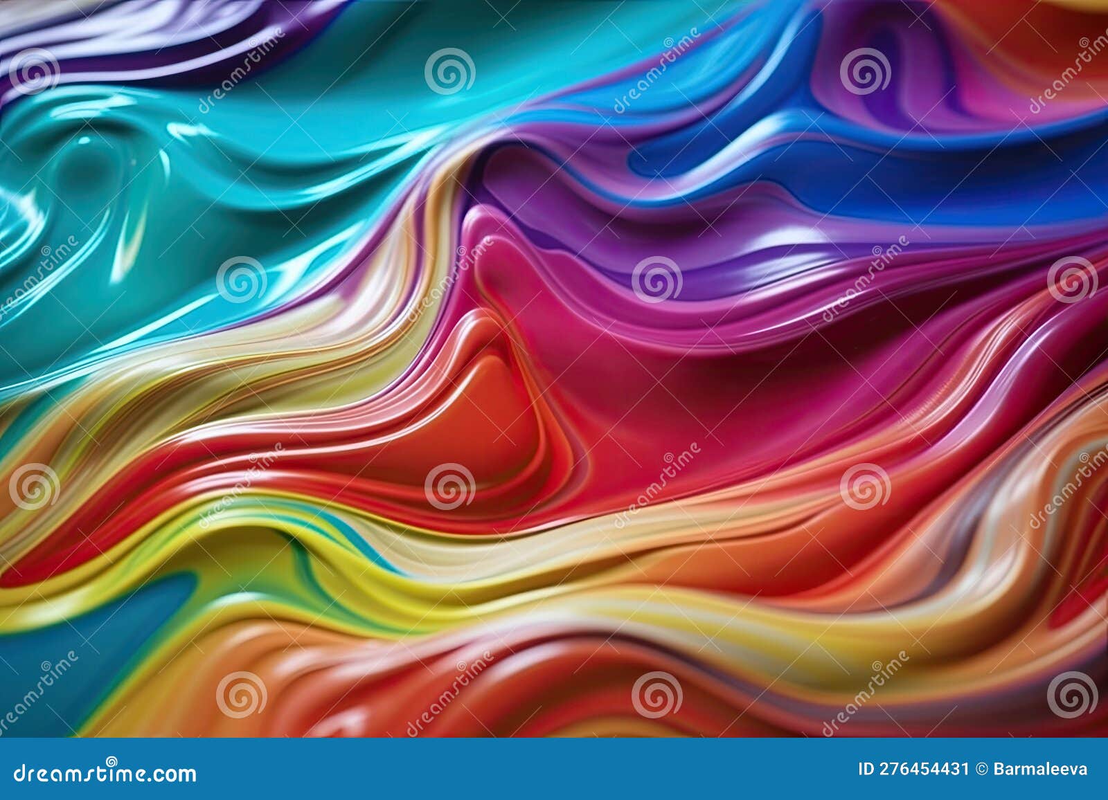 Liquid Rainbow Wavy Plastic Texture. Wrinkle Silicone Sheet Stock ...