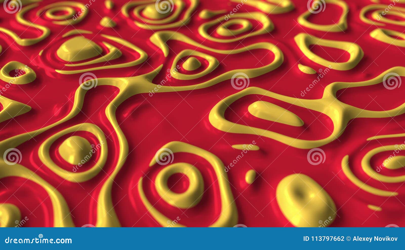 Liquid Red and Yellow Plastics, 3D Rendering Stock Illustration ...