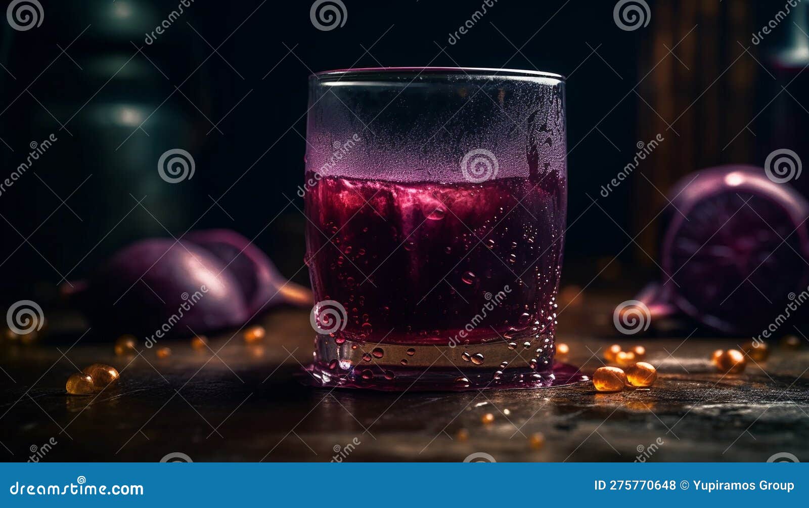Liquid Refreshment on Wooden Table, Generated by AI Stock Illustration ...