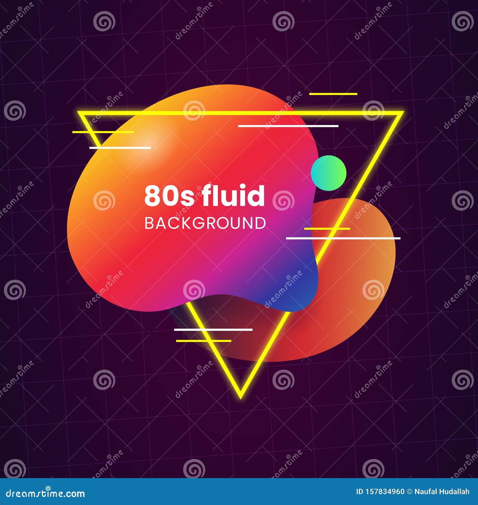 Liquid 80s Style Abstract Geometric Badge Background with Glowing ...