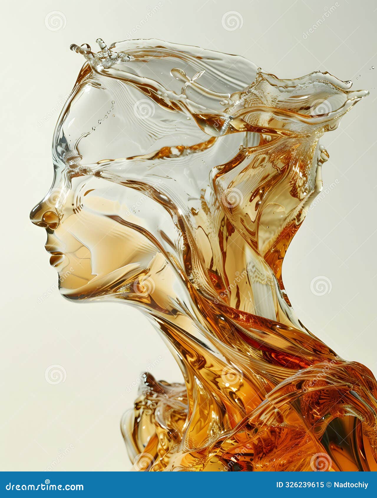 Liquid Sculpture Human Face Form, Creativity Design Blend Stock Image ...