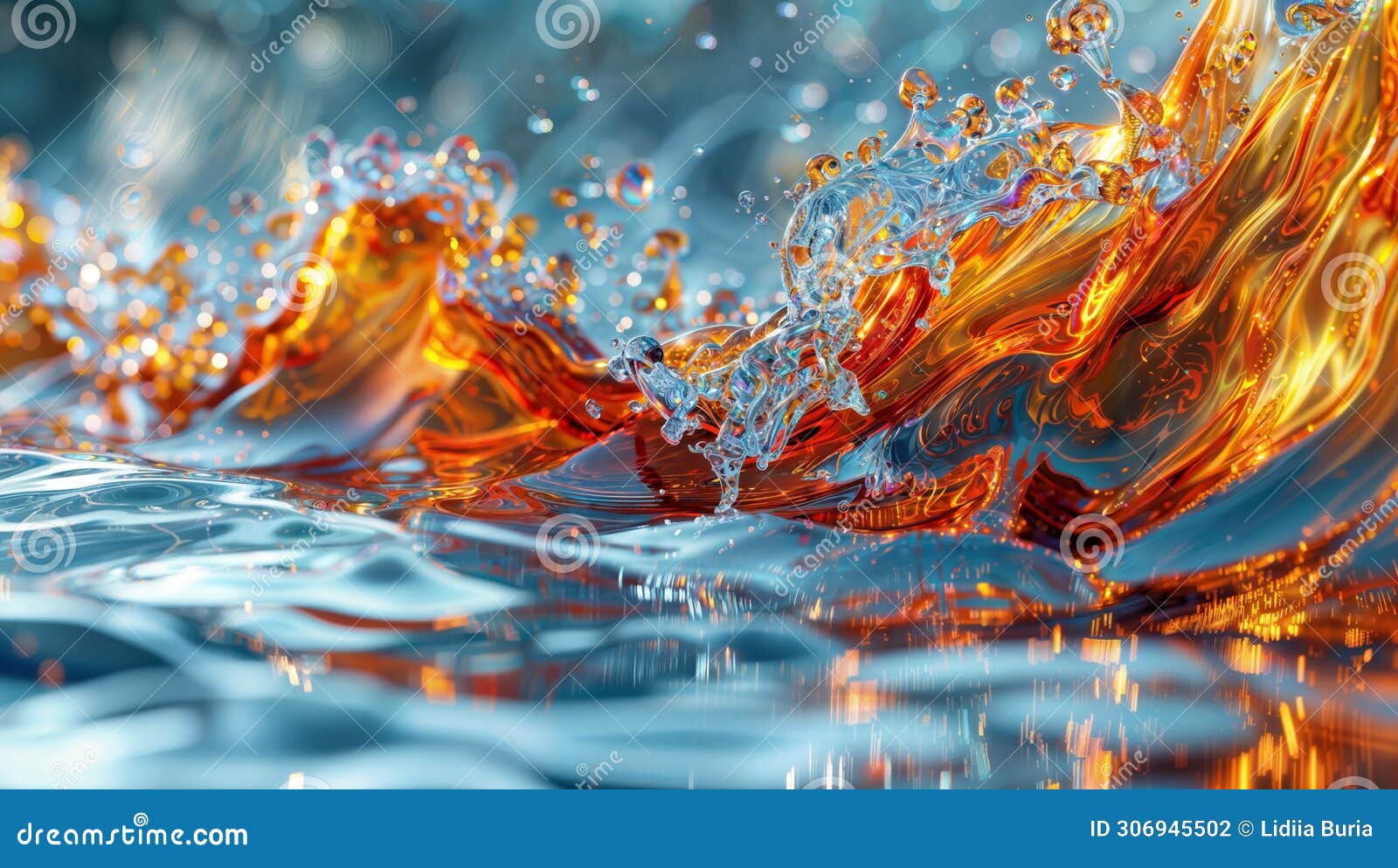 Liquid Sculpture: Ocean Wave Captured in 3D, Generative Ai Stock ...