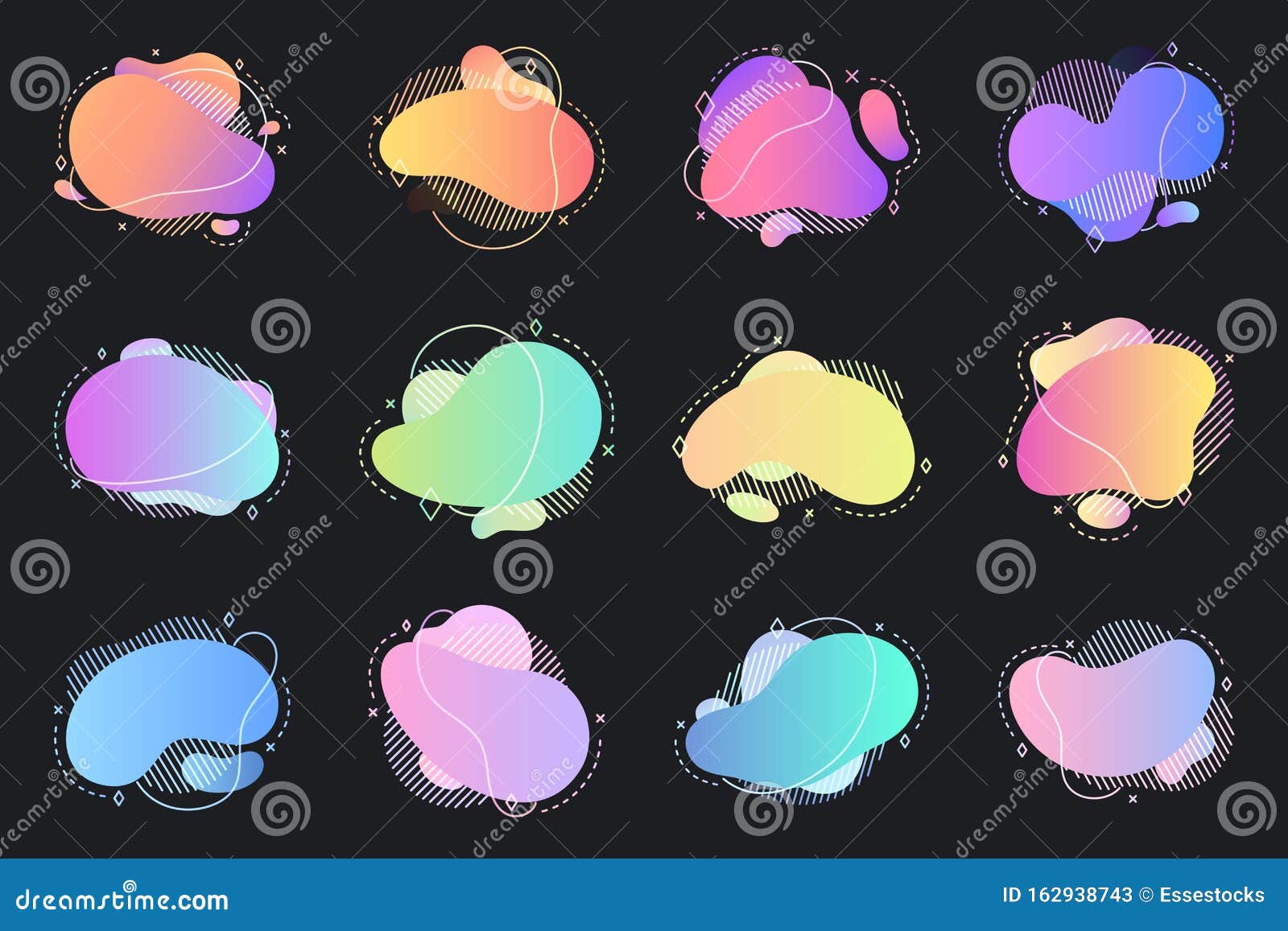 Liquid Shape Fluid Text Abstract Banner Vector Set Stock Vector ...