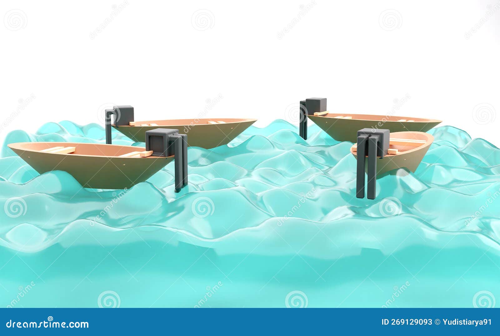 Liquid Shape Ship with Brown Color 3d Realistic Illustration Stock ...