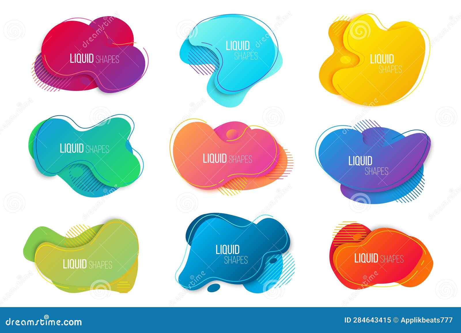 Liquid Shapes Gradient Geometric Collection Banners. Abstract Fluid ...