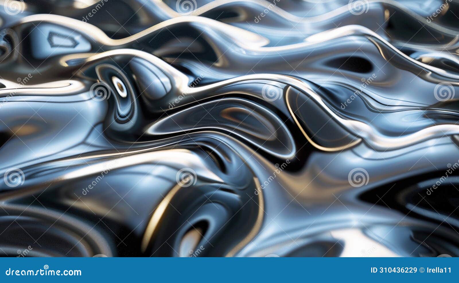 Liquid Silver Metal Abstract Background. Metallic Waves with Shimmers ...