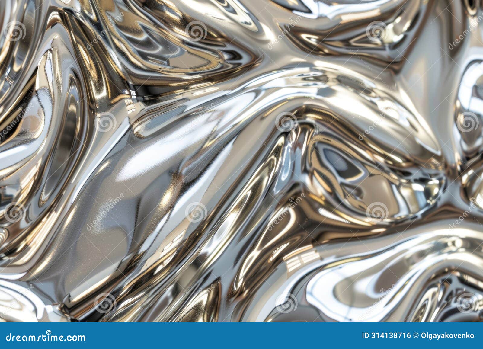 Liquid Silver Metal Surface Flowing with Smooth and Shiny Textures ...