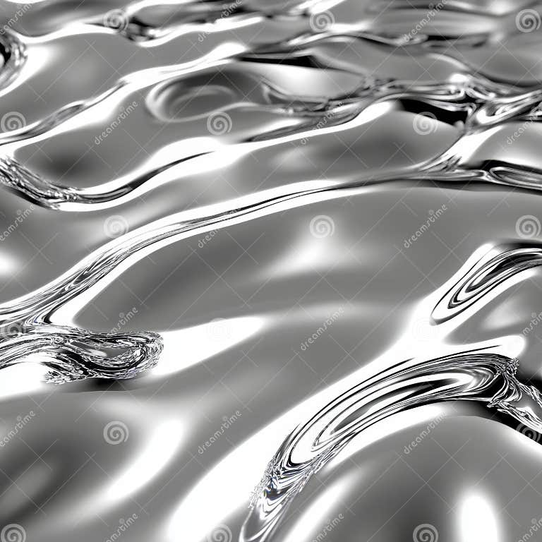Liquid Silver Texture. Abstract Background. Smooth Silver Reflective ...
