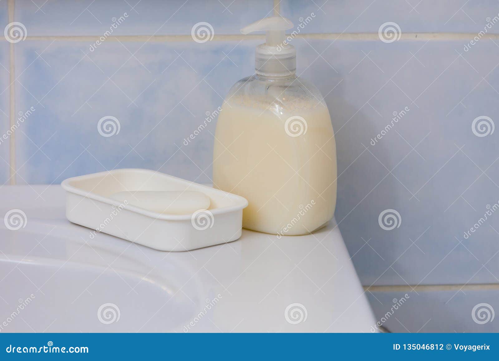 Liquid Soap in Plastic Bottle with Pump Stock Photo - Image of spray ...