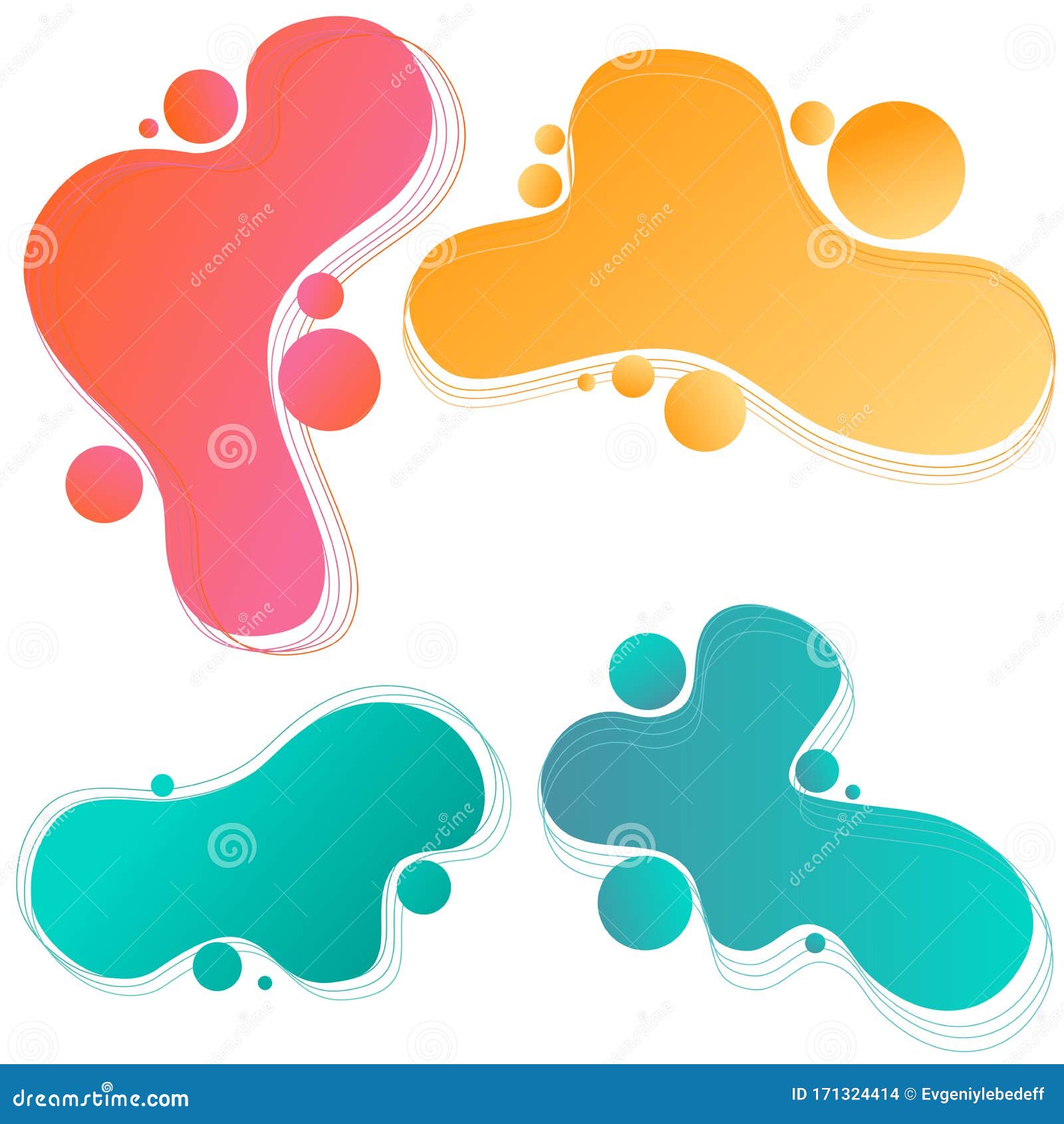 Liquid Splash Pattern for Graphic Design. Four Color Shapes. Substrate ...