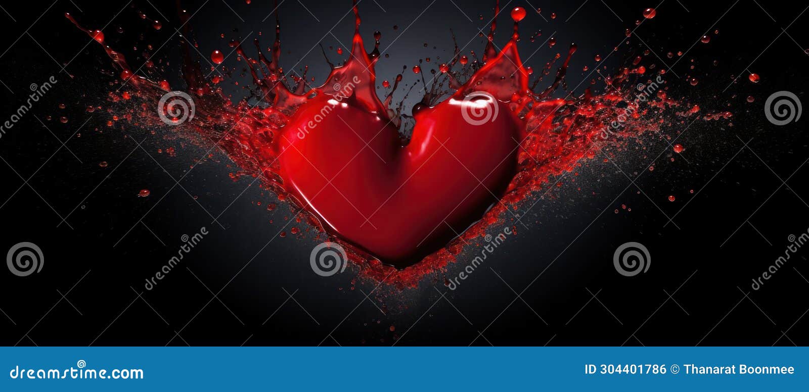 Red Heart Amidst a Dynamic Splash of Liquid and Droplets, Ai Generated ...