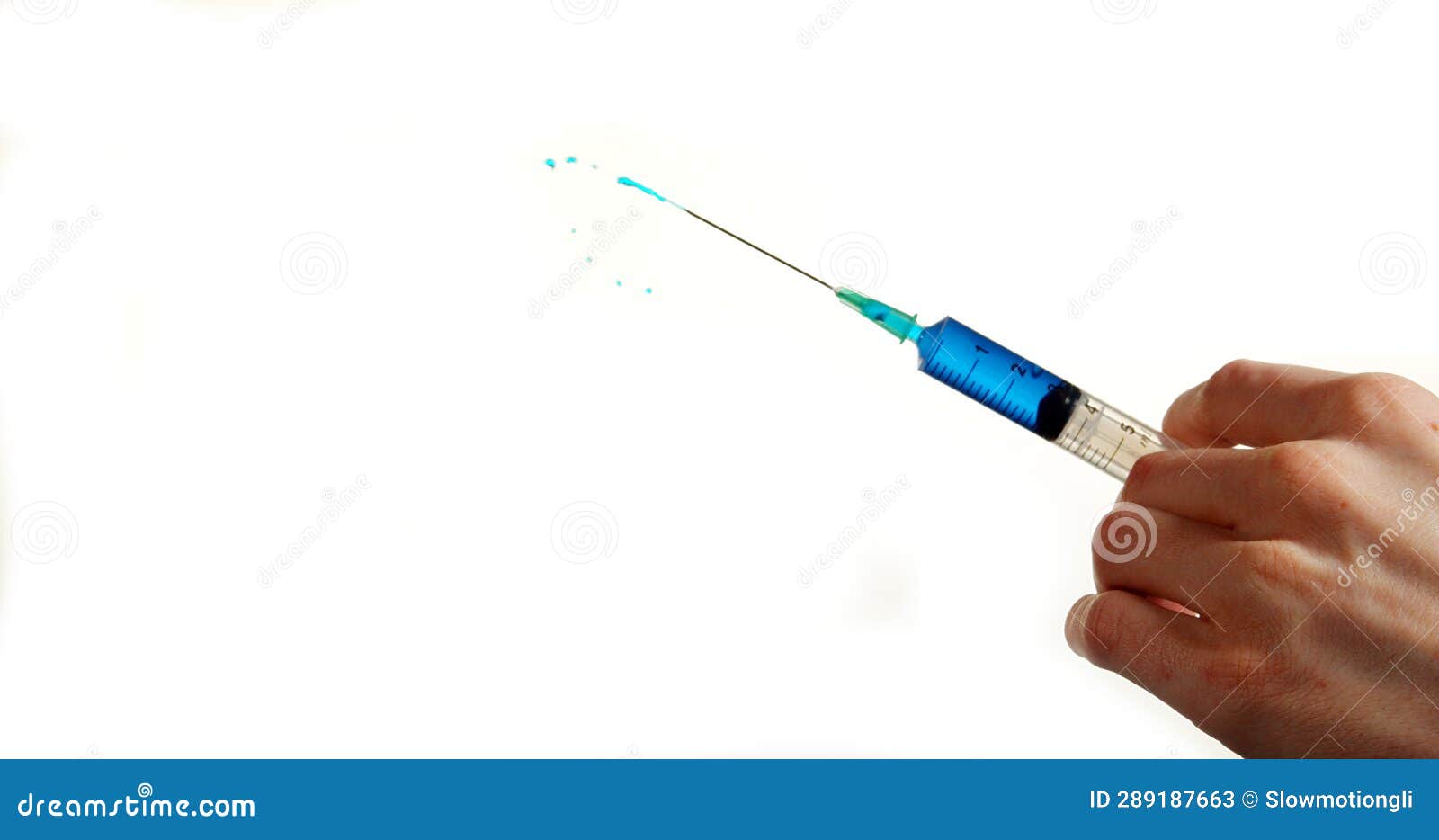 Liquid Squirting from Needle Against White Background Stock Image ...
