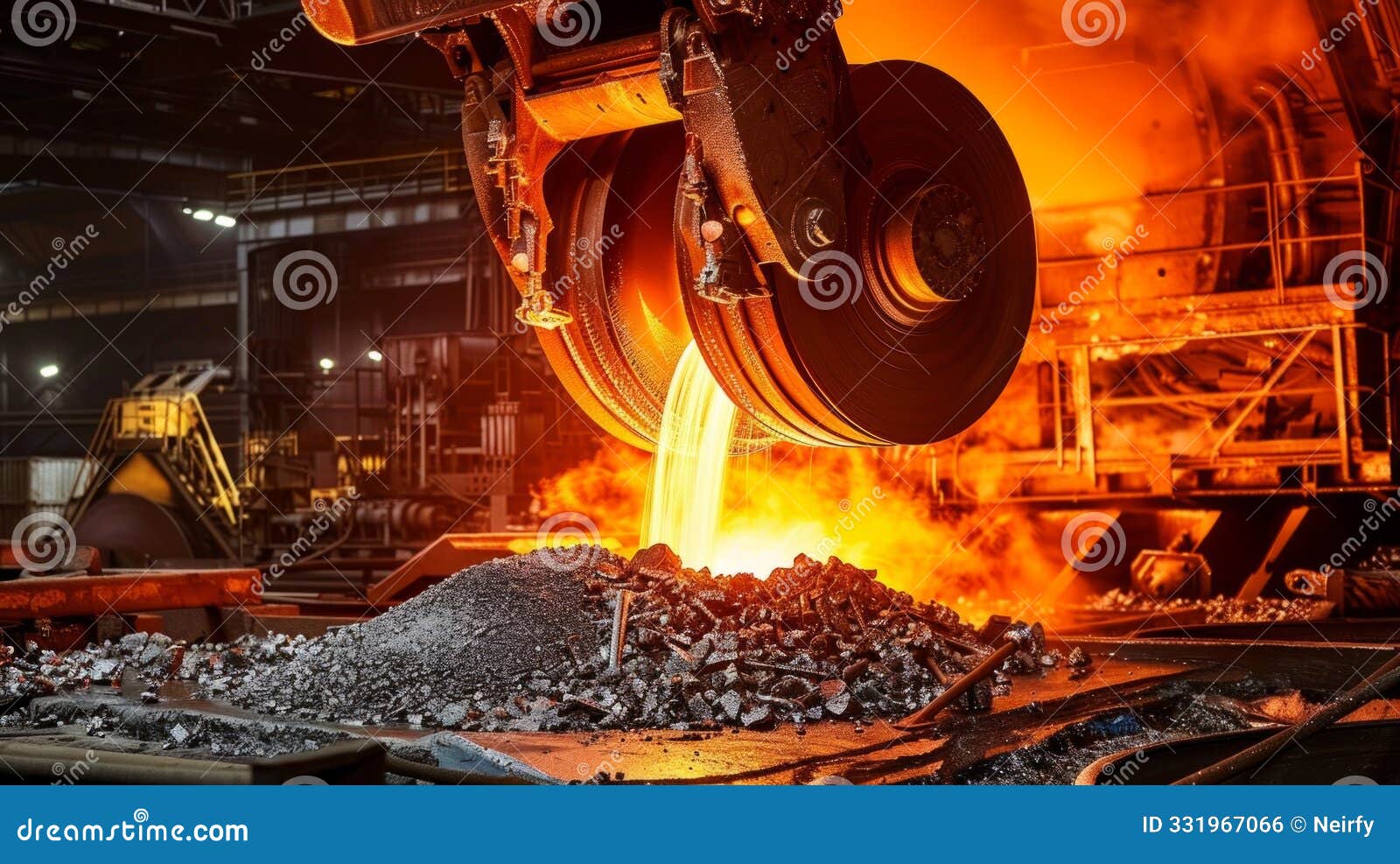 Liquid Steel is Poured from a Metallurgical Ladle Stock Photo - Image ...