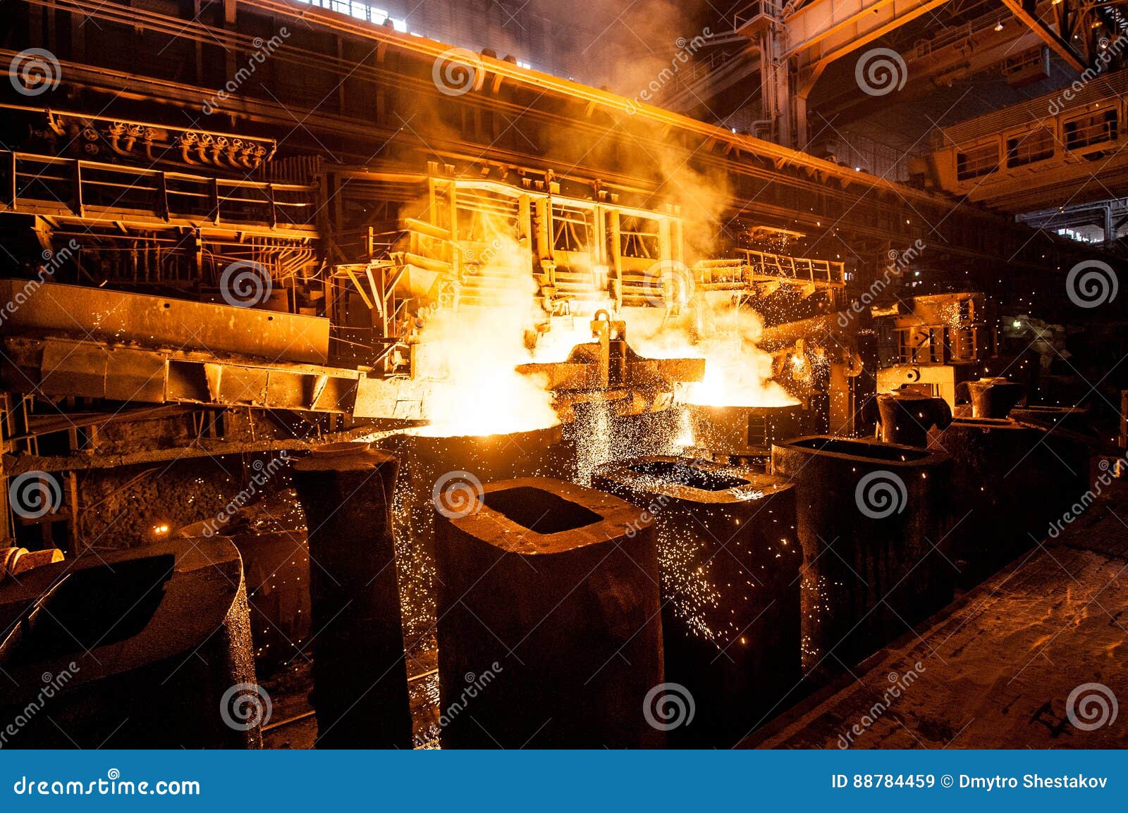 Liquid steel in the tanks stock image. Image of ladle - 88784459