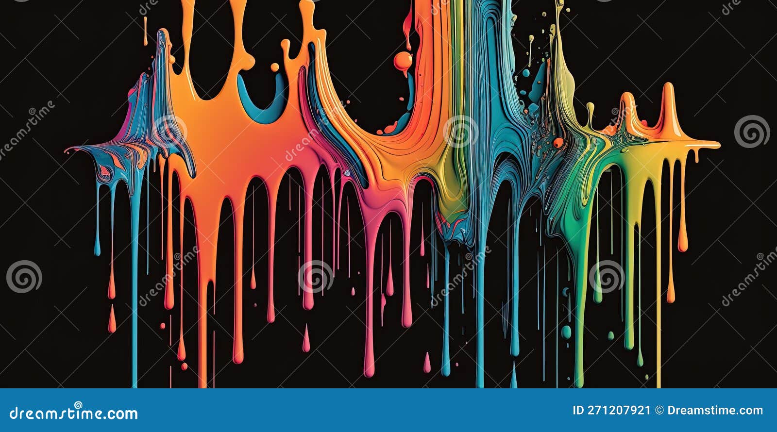 Liquid Sticky Paint Running Down, Realistic Gradient Rainbow Paint on ...