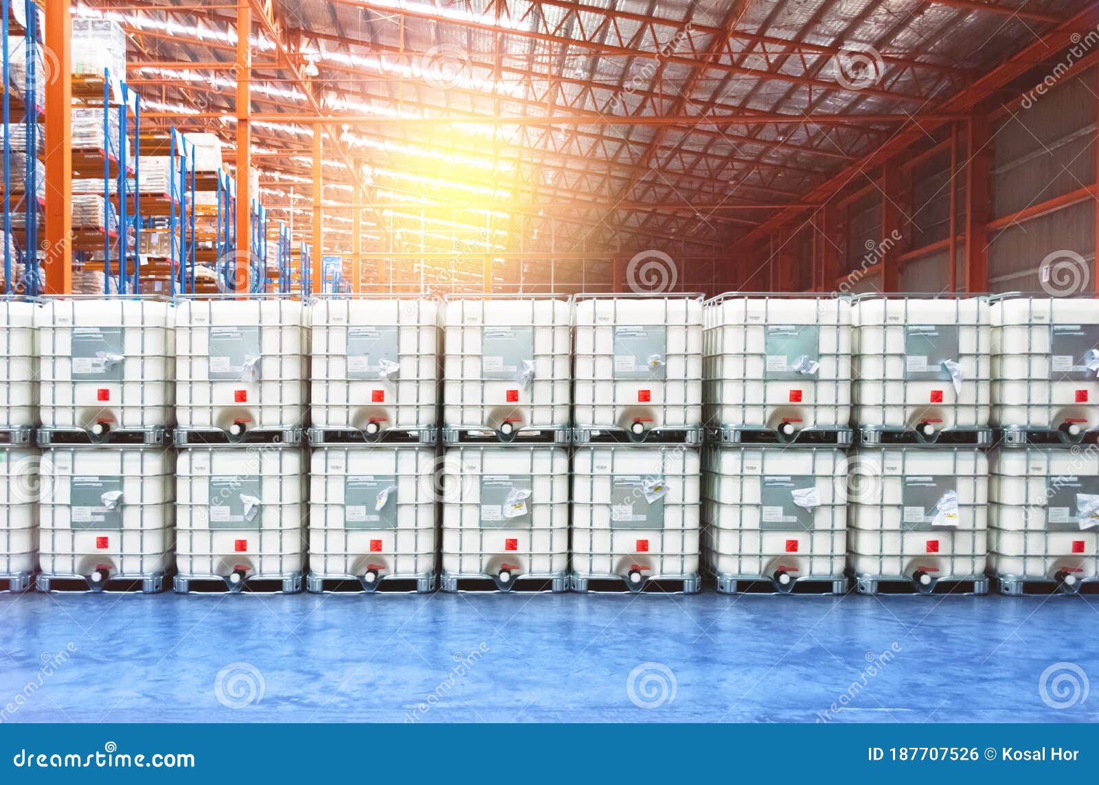 Liquid Storage Tank Stack Inside Distribution Warehouse. Industrial ...