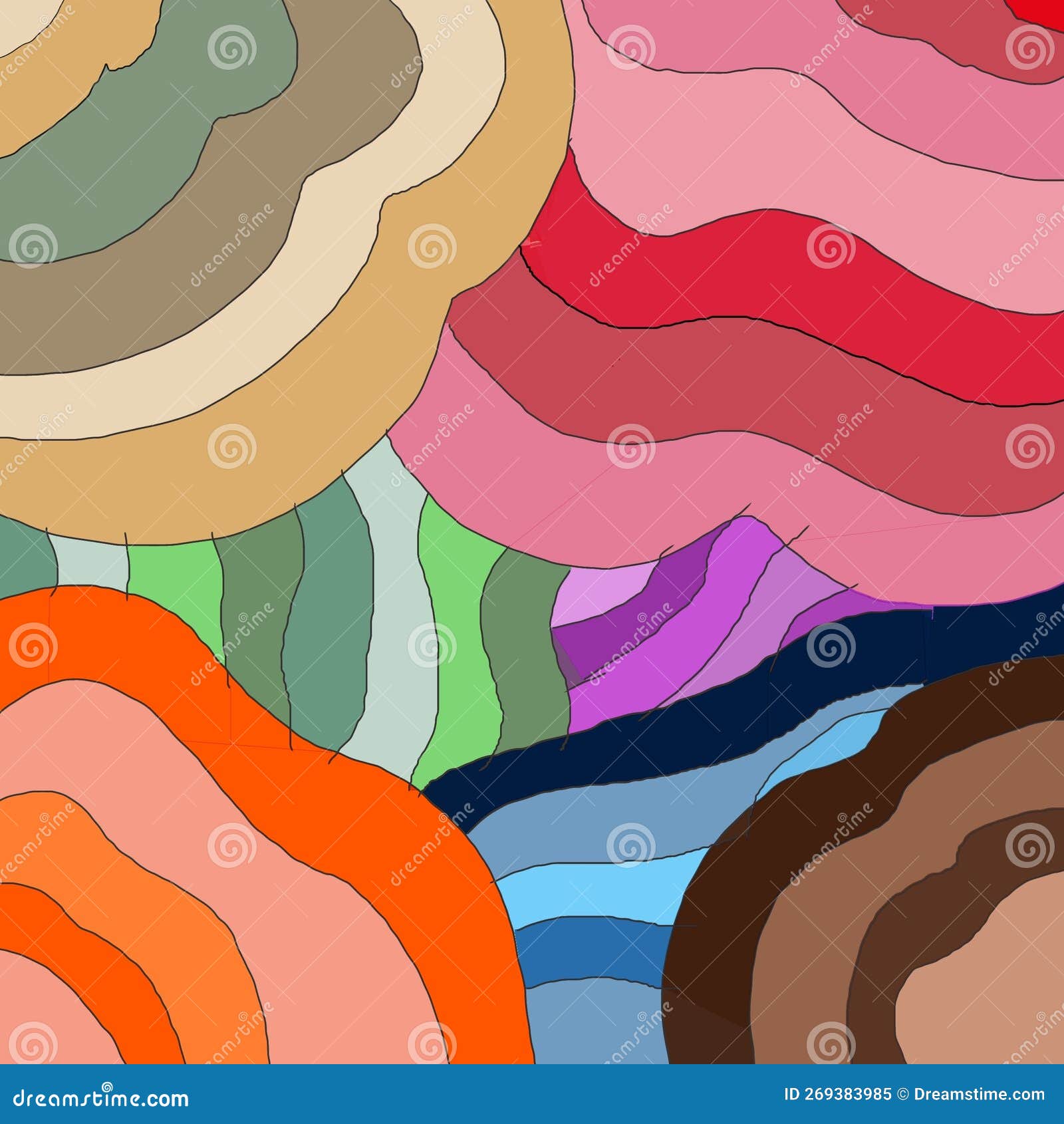 Liquid Swirl Flow Groovy Stripe Y2K Pattern Stock Illustration ...