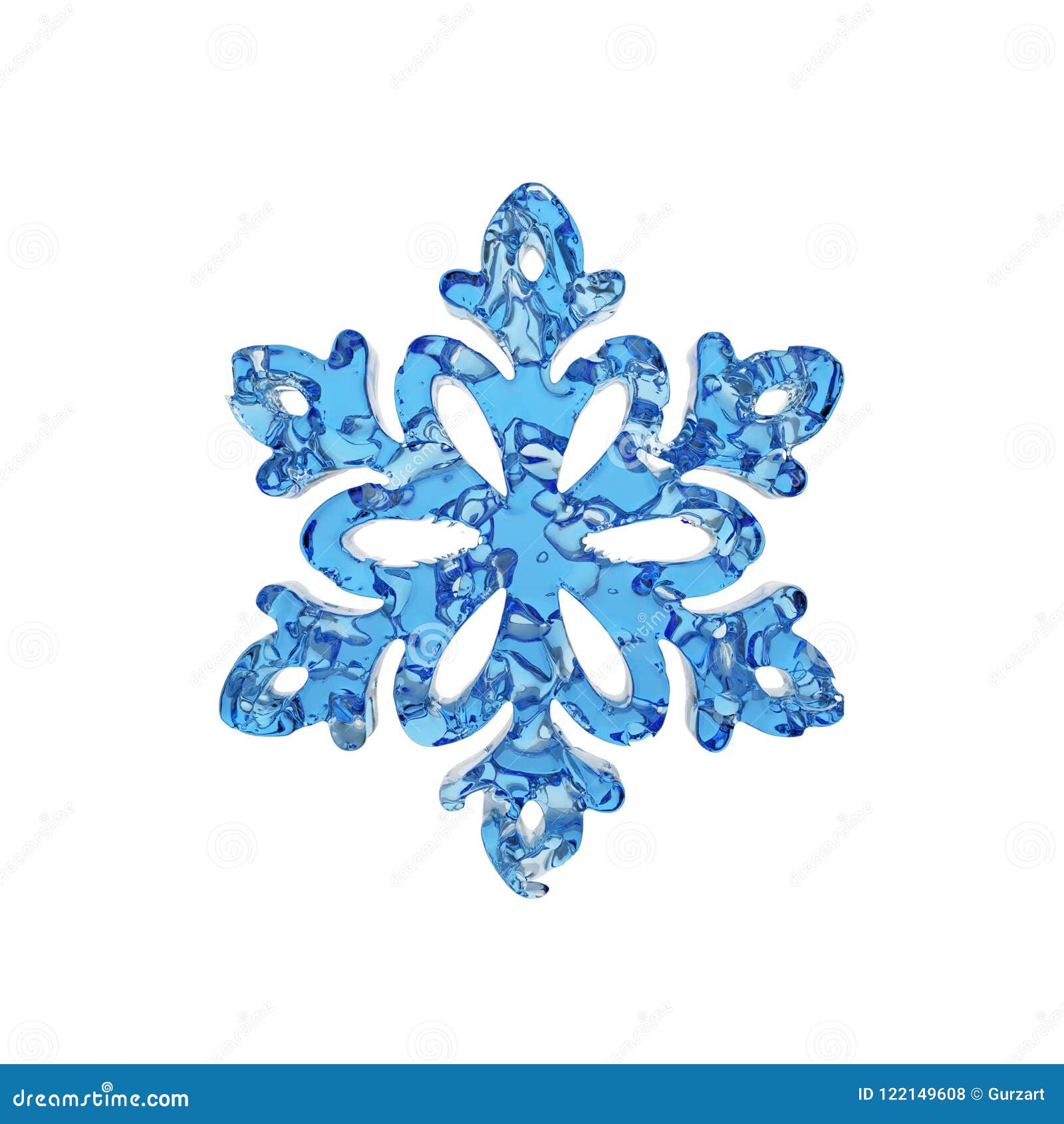 Liquid Translucent Snowflake Made of Crystal Blue Water Isolated on ...