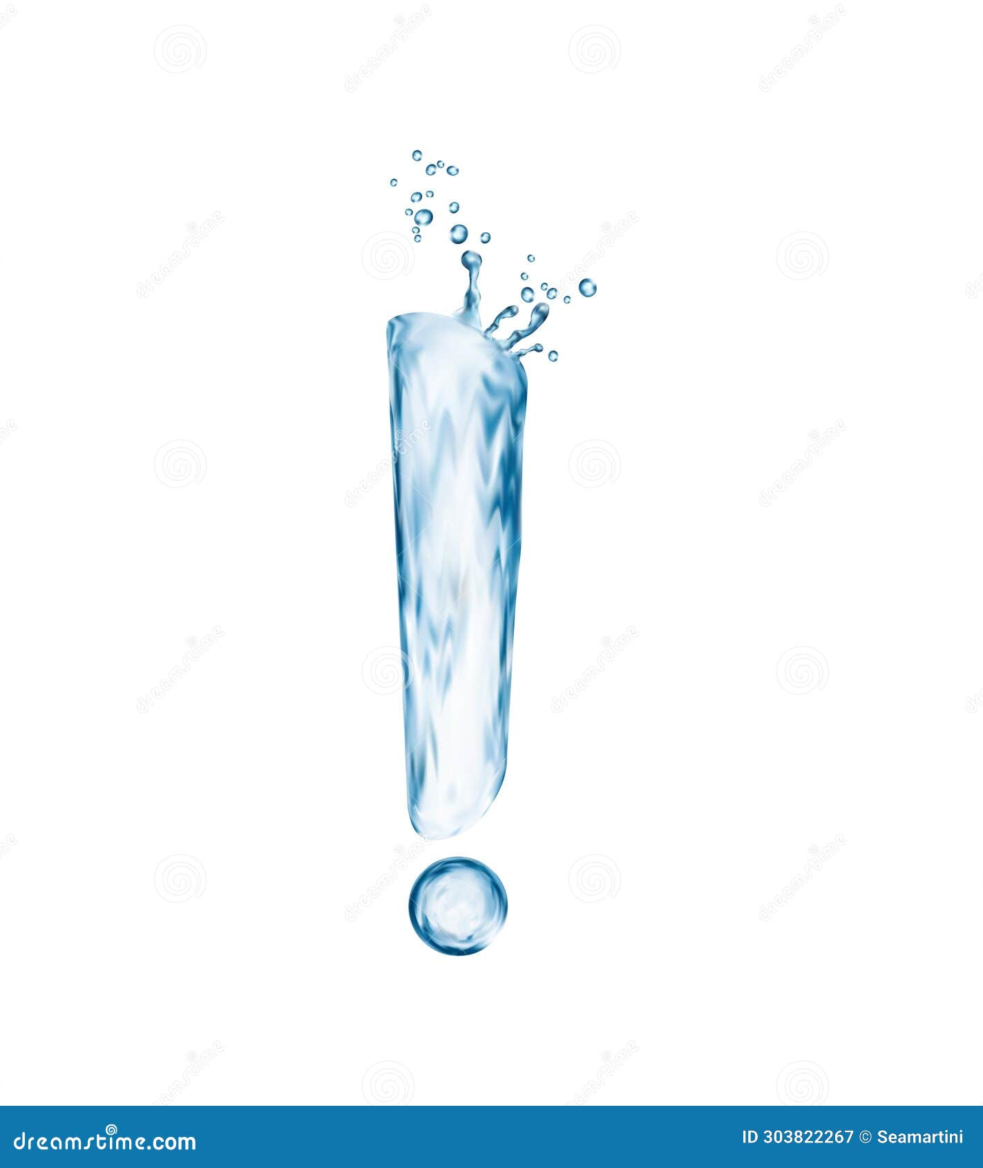 Liquid Water Exclamation Mark with Splash Bubbles Stock Vector ...