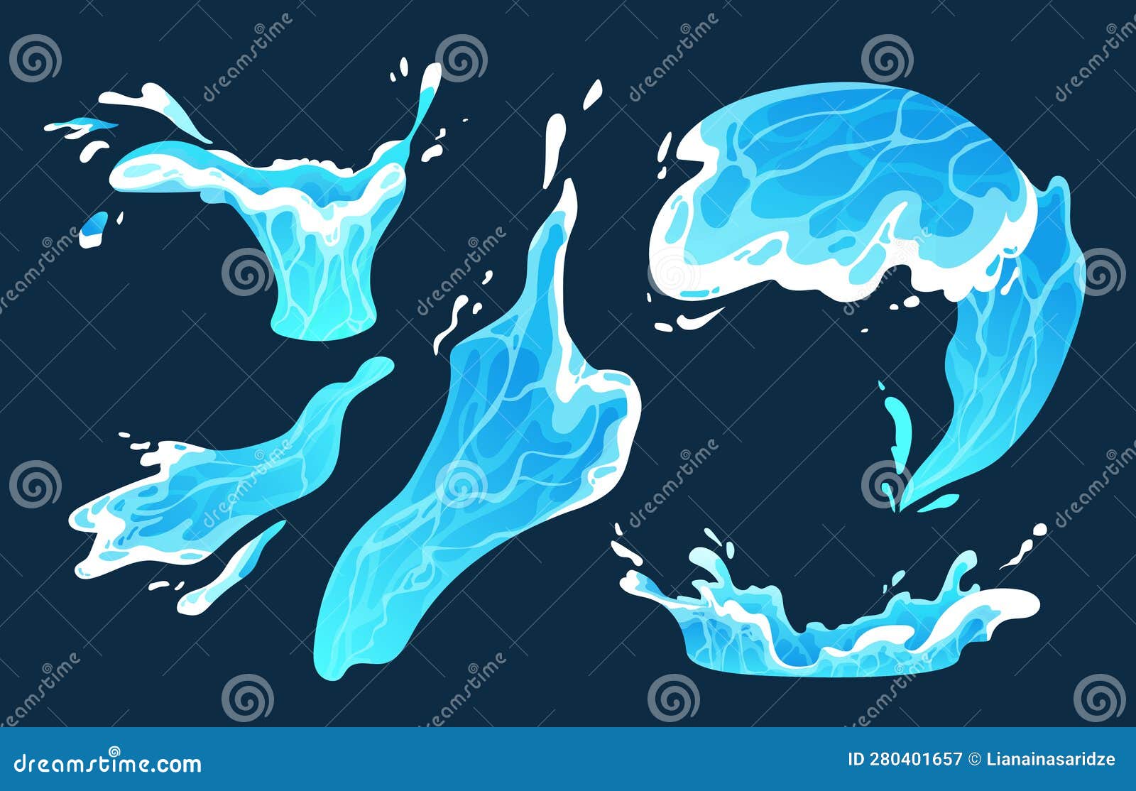 Liquid Water Splashes Set Concept Stock Vector - Illustration of motion ...