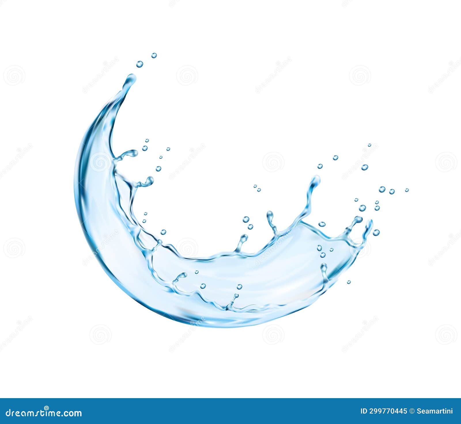 Liquid Water Wave Splash. Transparent Flow Swirl Stock Illustration ...