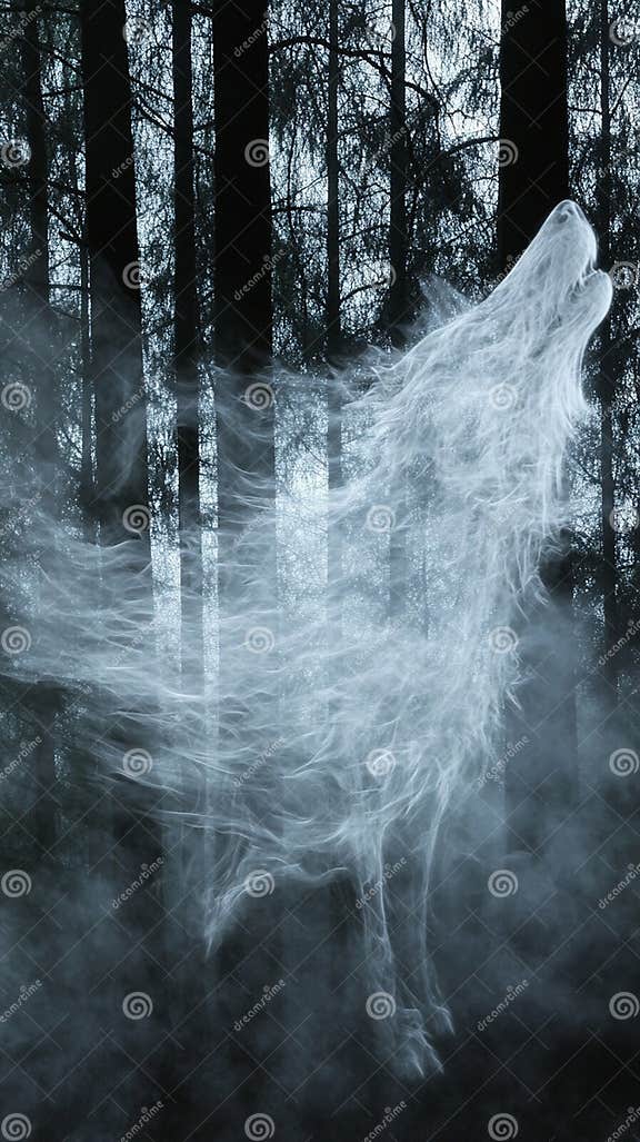 Liquid Wolf Dissolving into Mist in an Abstract Setting Stock ...