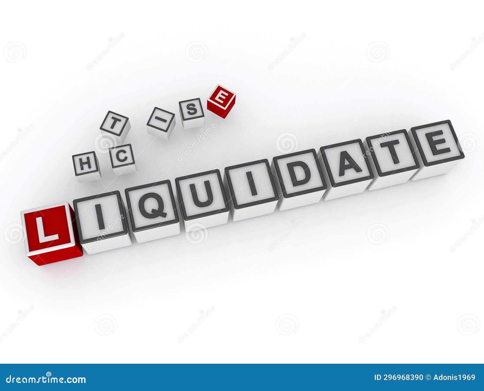 Liquidate Word Block on White Stock Photo - Image of settlement, asset ...