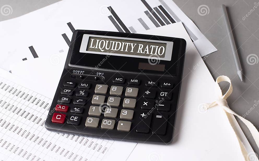LIQUIDITY RATIO Text on Calculator with Chart on Grey Background Stock ...