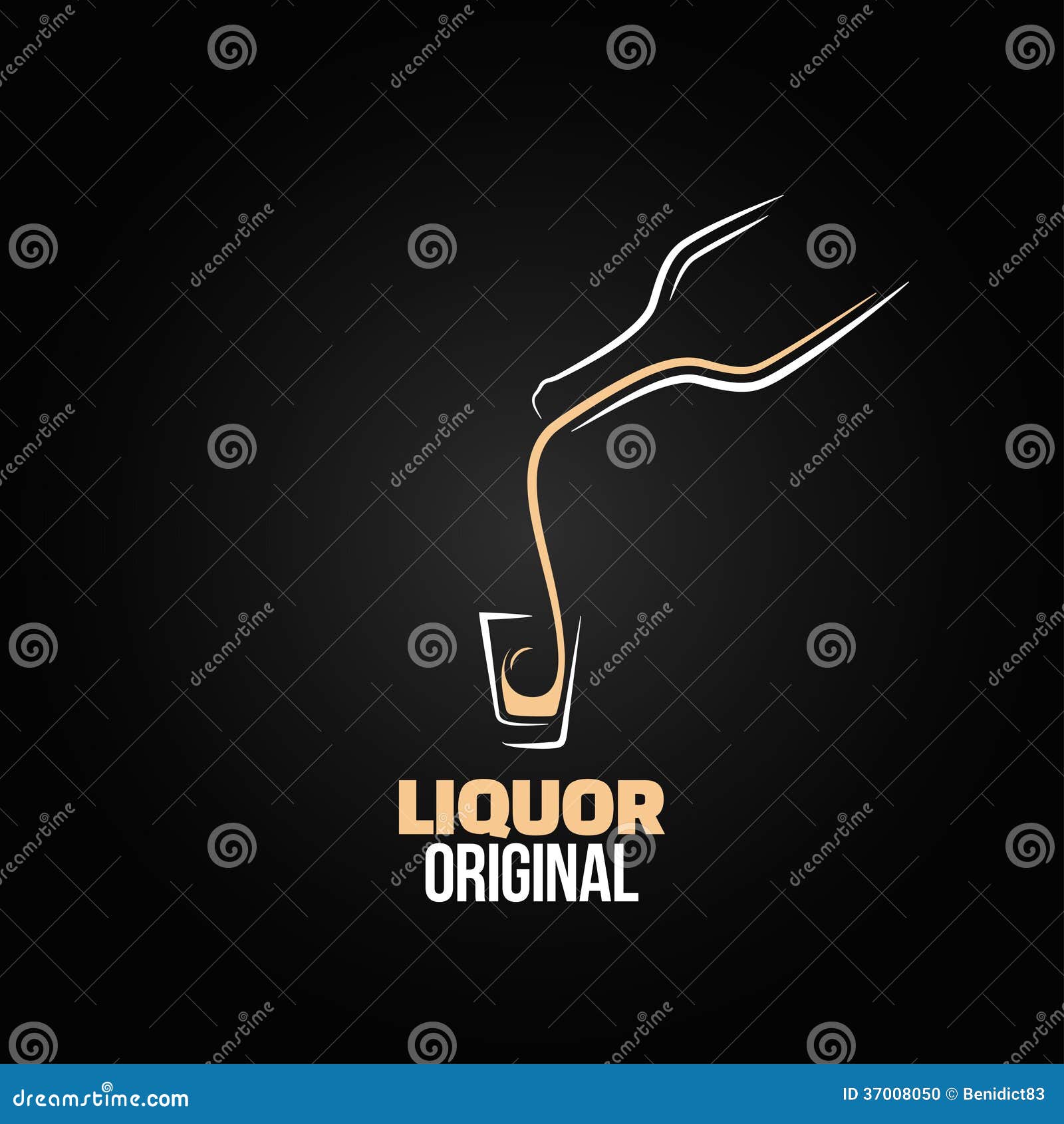 Liquor Shot Glass Bottle Design Menu Background Vector Illustration ...