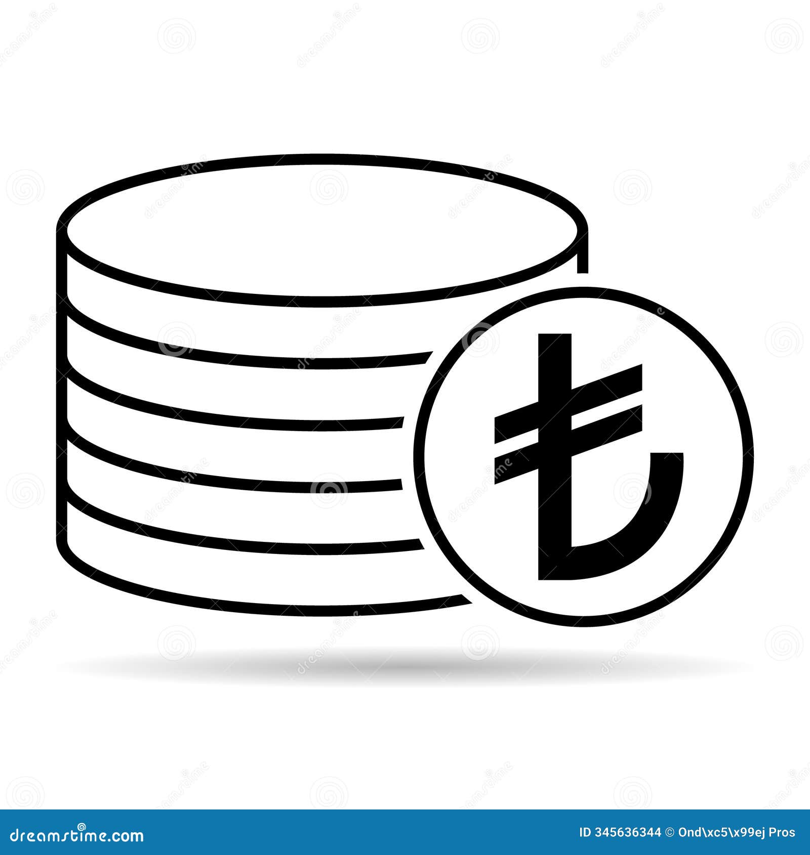 Lira Stack Shadow Coin, Flat Icon Money Design, Cash Sign Vector ...
