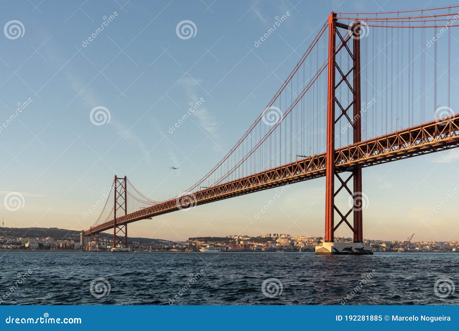 Lisbon bridge stock image. Image of sunset, water, targus - 192281885