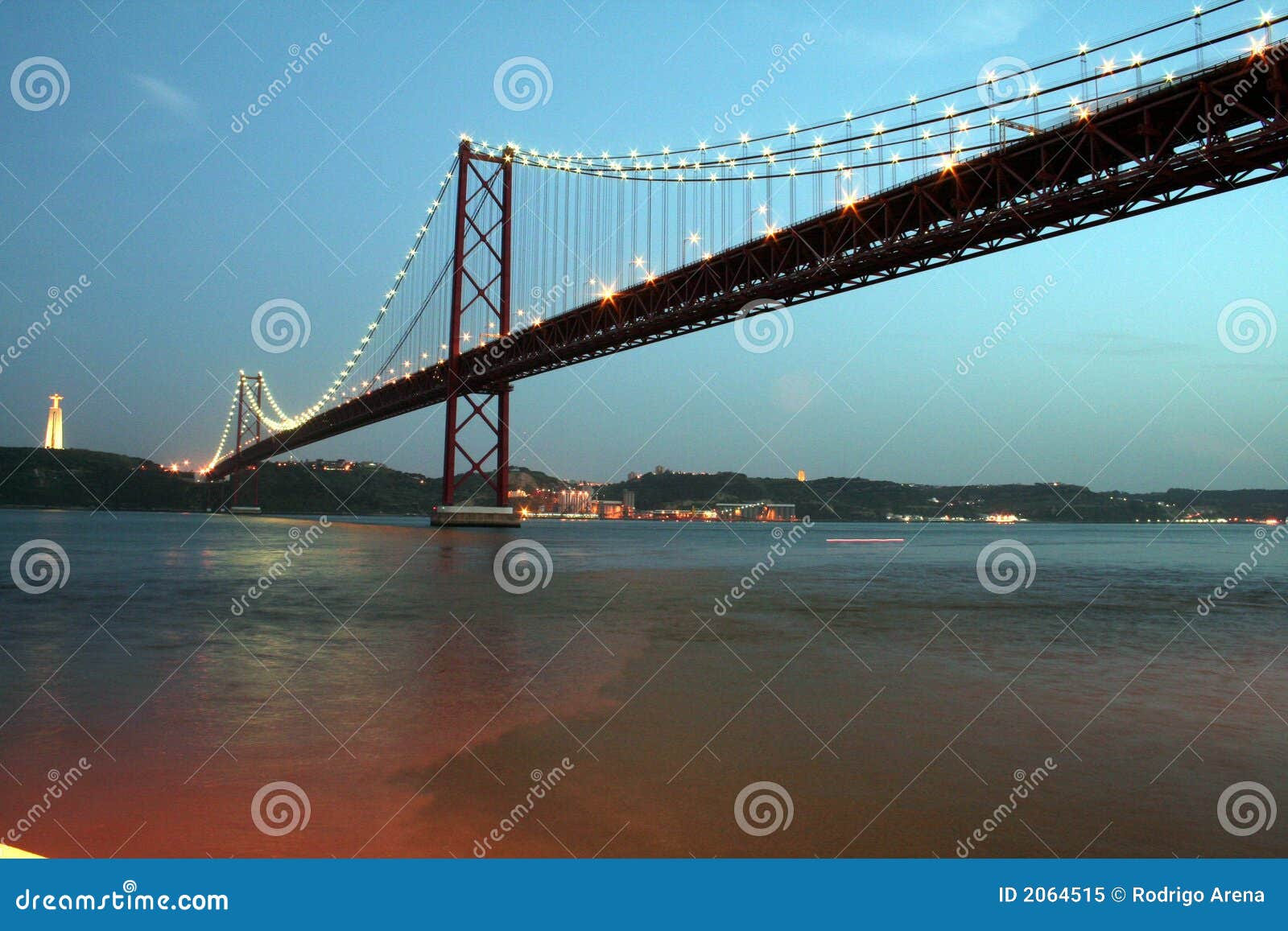 Lisbon Bridge stock image. Image of night, europe, evening - 2064515