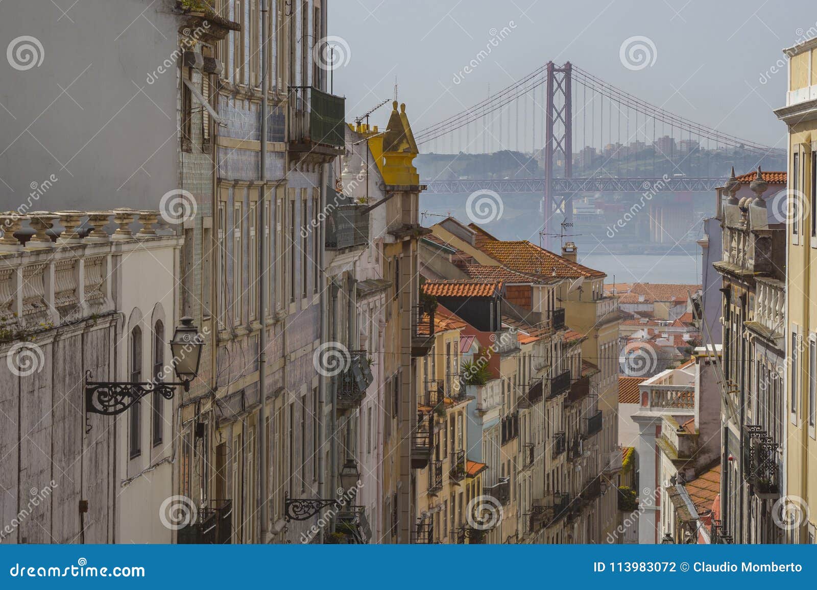Lisbon, bridge XXV April stock photo. Image of street - 113983072