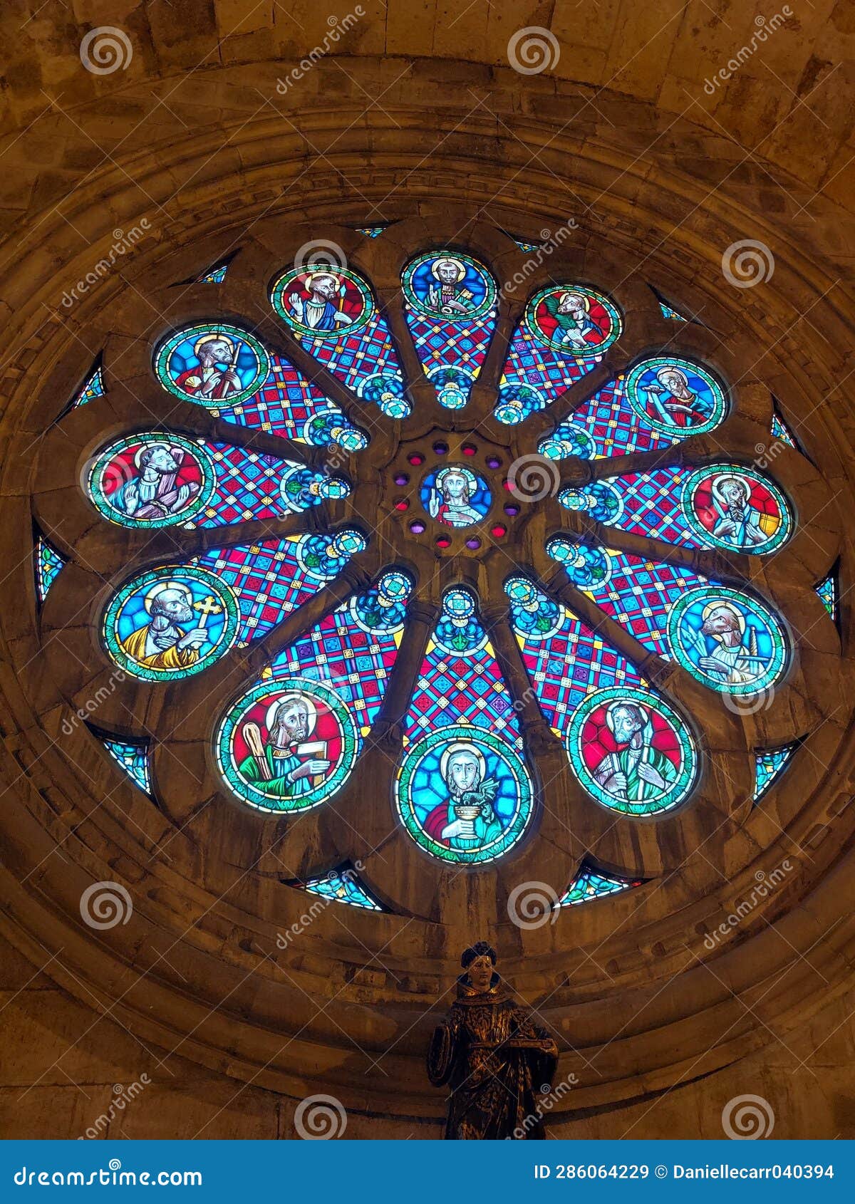 Lisbon Cathedral Stained Glass Window Stock Image - Image of portugal ...