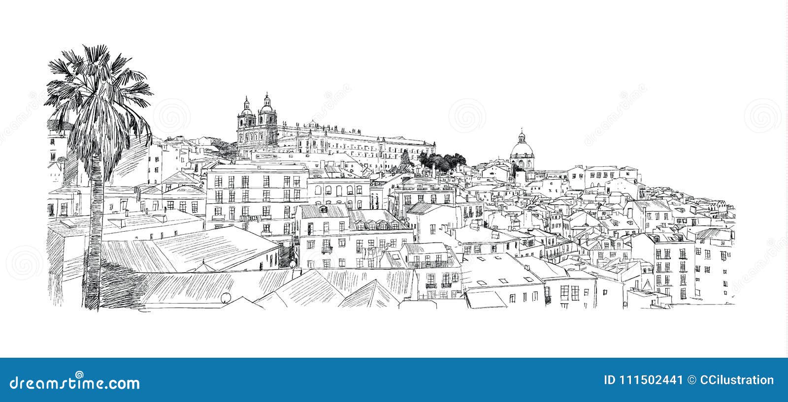 Lisbon, City. Vector Drawing Stock Vector - Illustration of europe ...