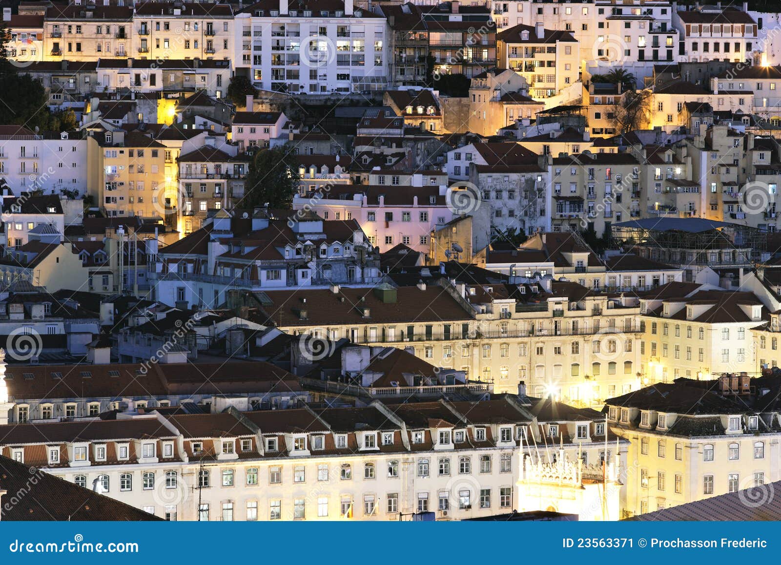 Lisbon district by night stock image. Image of nighttime - 23563371