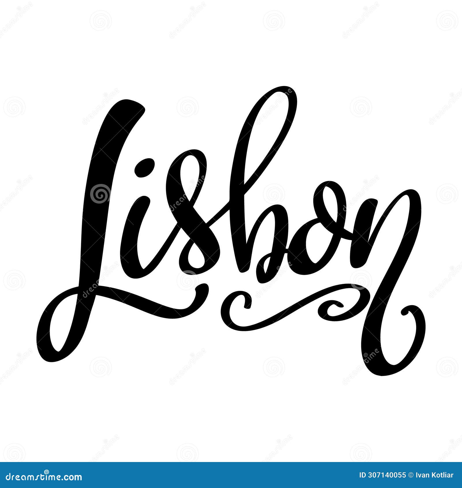 Lisbon, Hand Lettering Phrase, Poster Design, Calligraphy Vector Stock ...