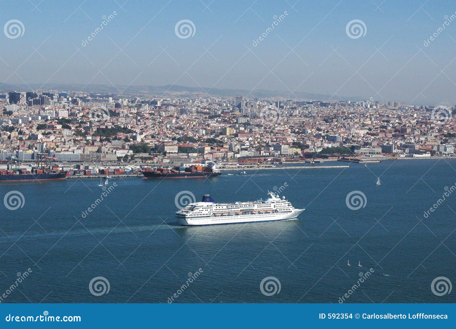 Lisbon Harbour stock photo. Image of travel, subshine, water - 592354