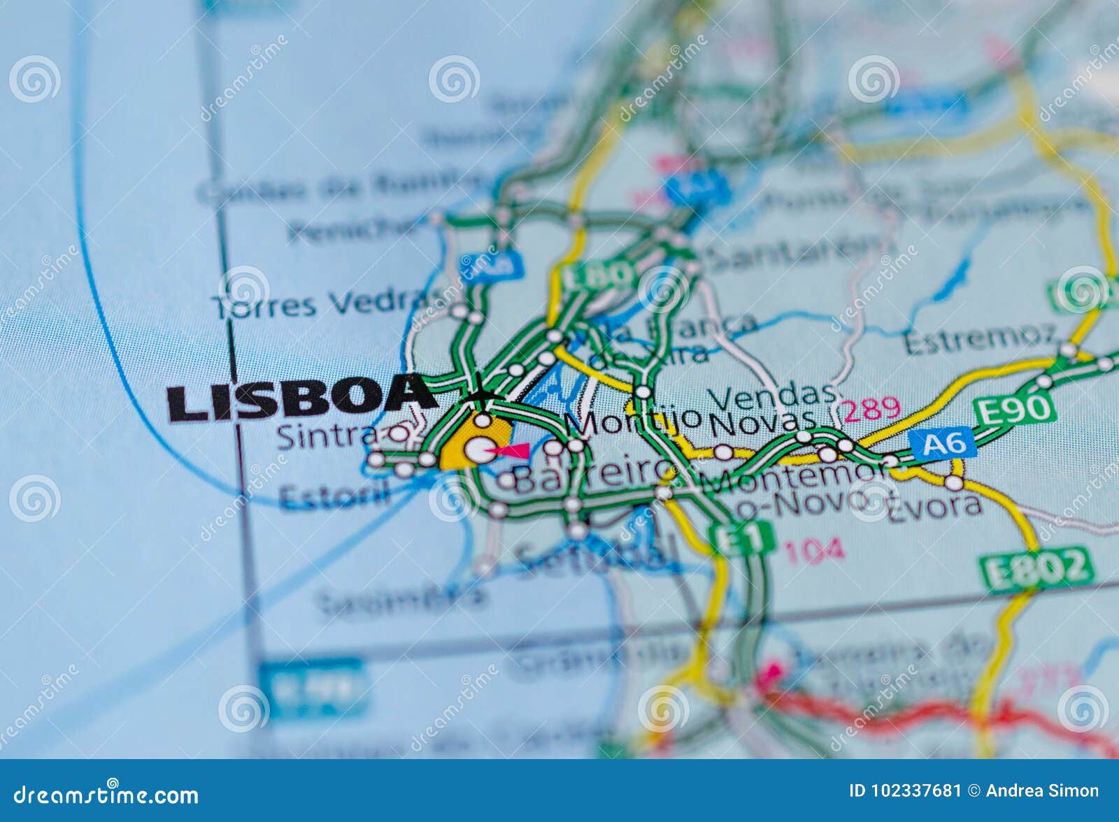 Lisbon on map stock image. Image of harbour, portugal - 102337681