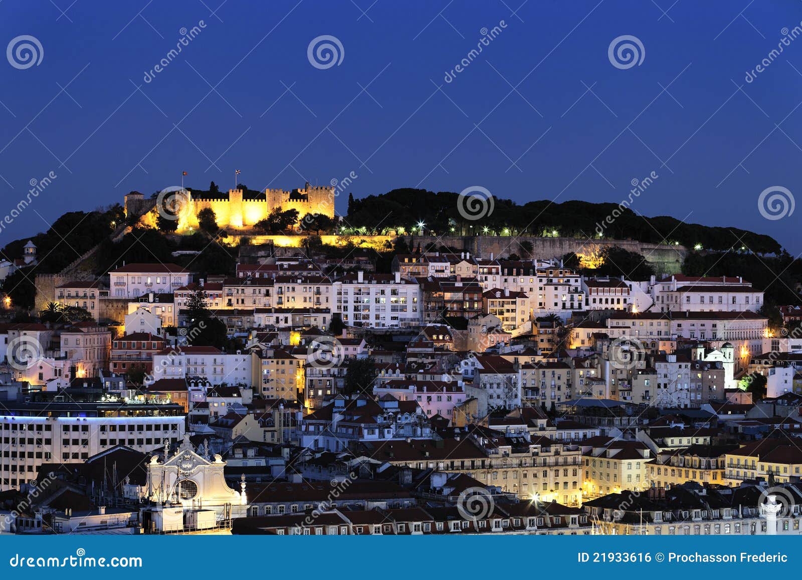 Lisbon by night stock photo. Image of landmark, city - 21933616