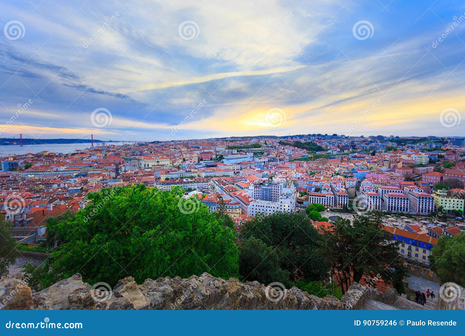 Lisbon by night stock photo. Image of illumination, blue - 90759246