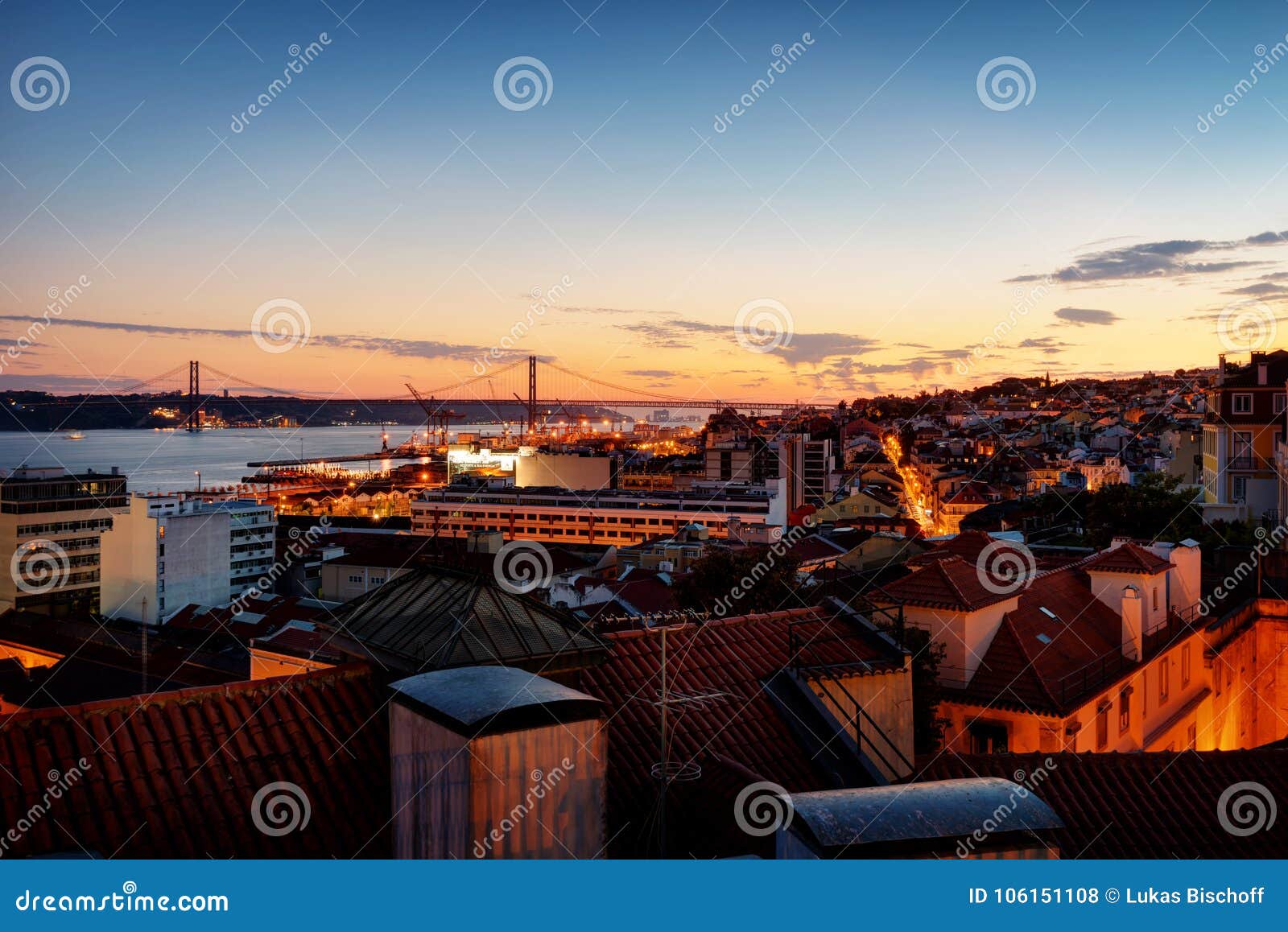 Lisbon Night stock photo. Image of iberian, attraction - 106151108