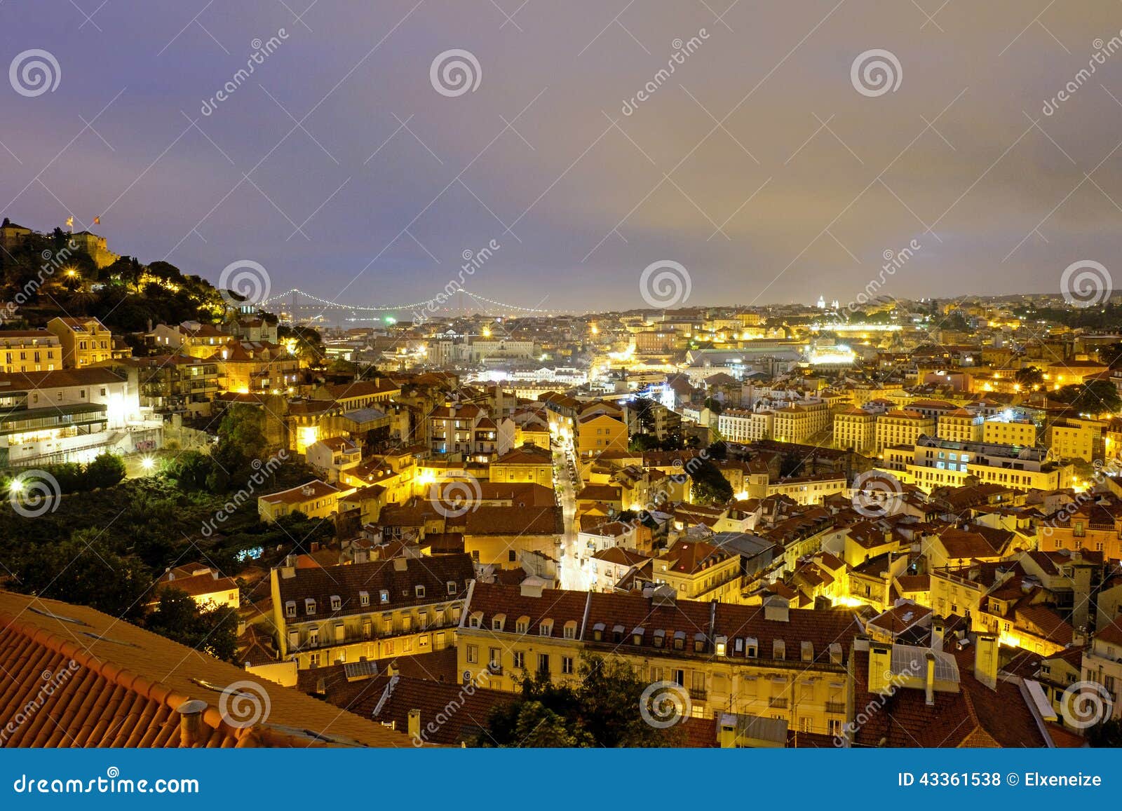 Lisbon at night stock photo. Image of district, outdoors - 43361538