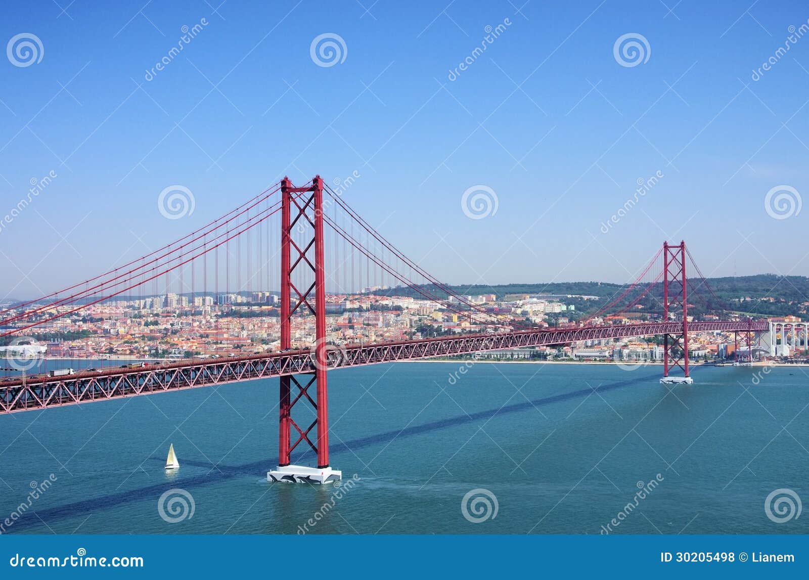 Lisbon bridge stock photo. Image of road, chain, cars - 30205498