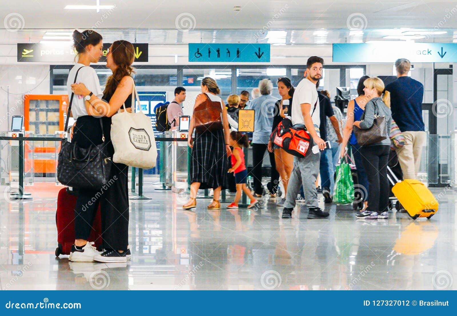 Loving Homosexual Women Couple Say Goodbye at Lisbon International ... Loving Homosexual Women Couple Say Goodbye at Lisbon International ...